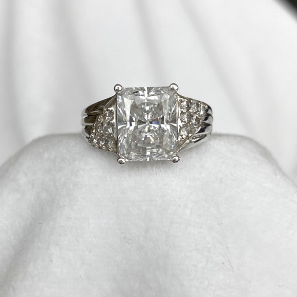 Diamonique | Jewelry | Vintage Diamonique Sterling Silver Emerald Cut ...